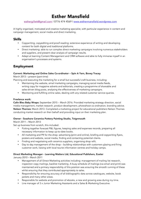 Suzanne Duff_CV_Marketing and Brand Management | PDF