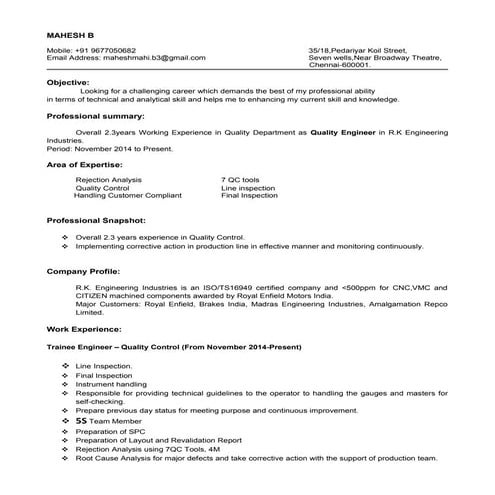 Mahesh Resume | DOC