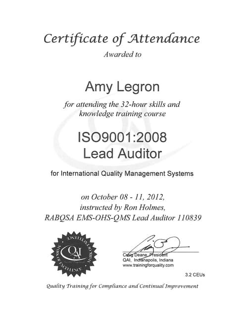 Certification Lead Auditor 10-11-12 | PDF