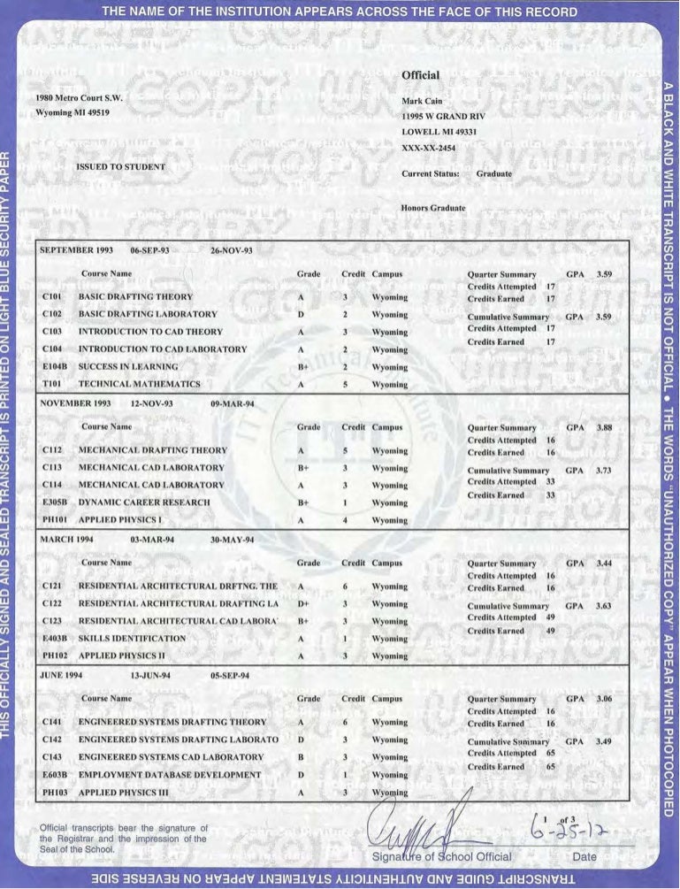ITT Official Transcript