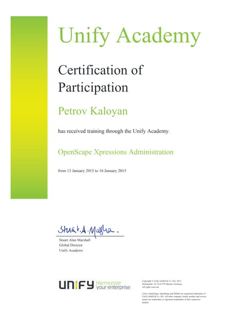 Unify OpenScape 4000 Course Certificate Antoni | PDF
