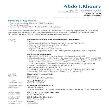 CV Abdo Khoury | PDF