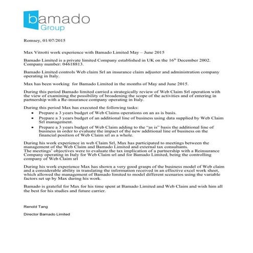Bamado Reference letter | PDF