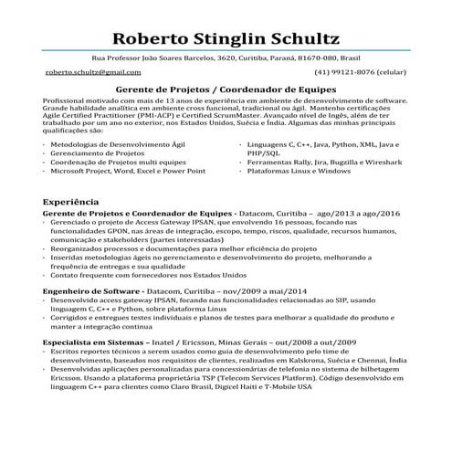Roberto Schultz - CV - Preambulo | PDF