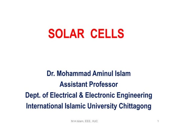 Presentation On Solar Cells Ppt