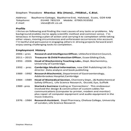 Example skills based CV