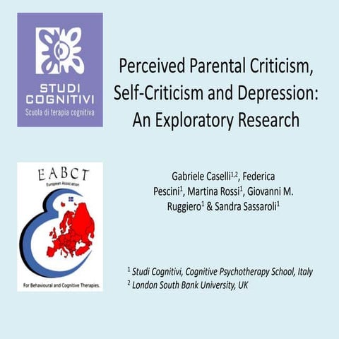 Perceived Parental Criticism, Self-Criticism and Depression: An ...
