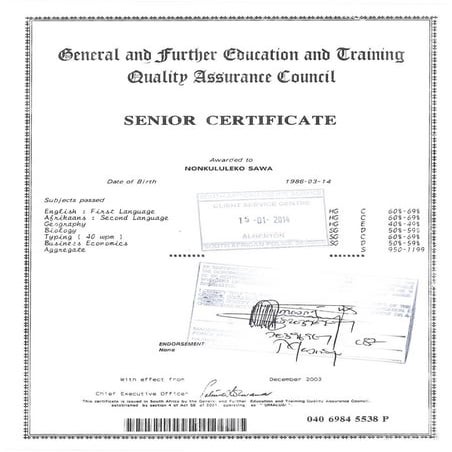 Matric Certificate | PDF | Education