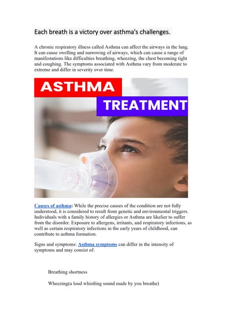 Asthma - The incurable highly treatable disease | PPT