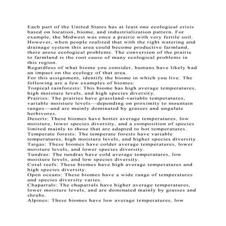 Bioregional Portrait (50 pts. possible) The following assignment | DOCX