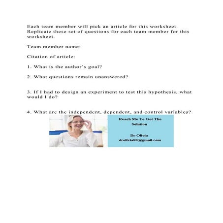 Each team member will pick an article for this worksheet. Replicate .docx