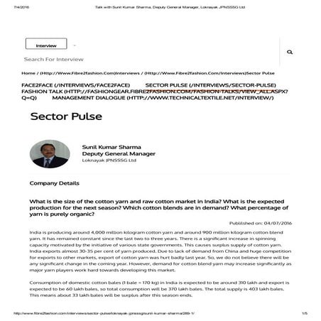 Talk with Sunil Kumar Sharma, Deputy General Manager, Loknayak JPNSSSG ...