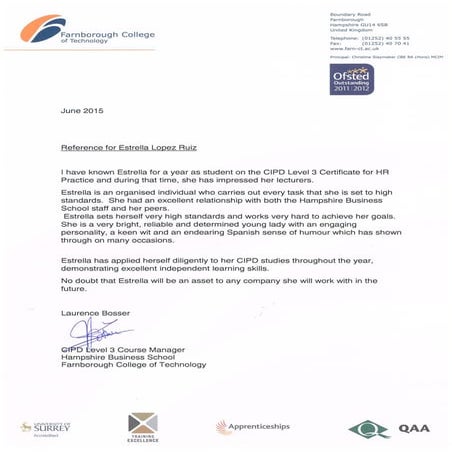 CIPD reference letter | PDF