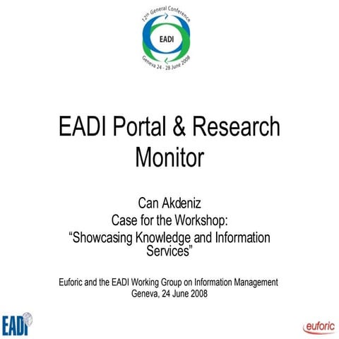 EADI portal and research monitor | PPT | Search | Internet