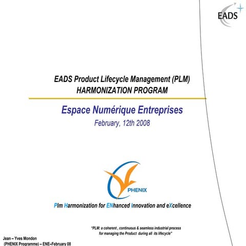 PHOENIX : PLM Harmonization Program at EADS | PDF