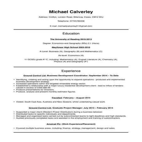 Michael Calverley CV | PDF