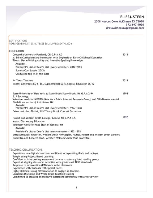 Lacy Q. Resume-2015 | PDF