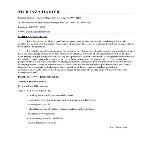 MURTAZA HAIDER CV final version 4 | PDF
