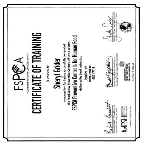 PCQI CERTIFICATE 1 | PDF