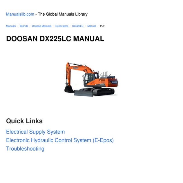 Doosan manual ecavtor solar and service manual book | PDF