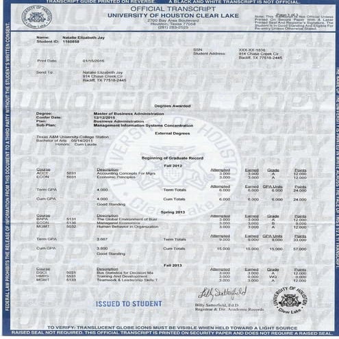MBA Transcript | PDF