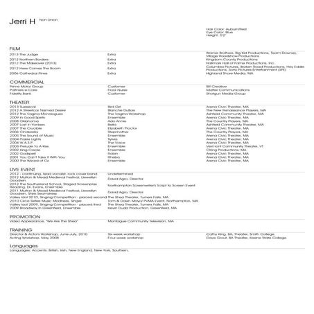 Jerri Higgins Talent Resume | PDF