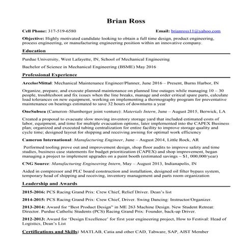Ross, Brian Resume | PDF
