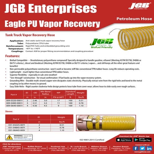 Eagle PU Vapor Recovery Hose - Tank Truck Vapor Recovery Hose ...