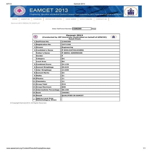 Eamcet 2013 | PDF