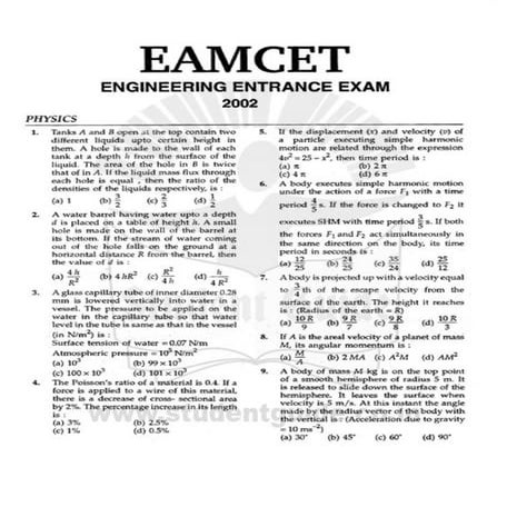 Eamcet engineering entrance_solved_paper_2002 | PDF