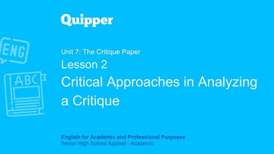 CRITICAL APPROACHES TO LITERATURE | PPT