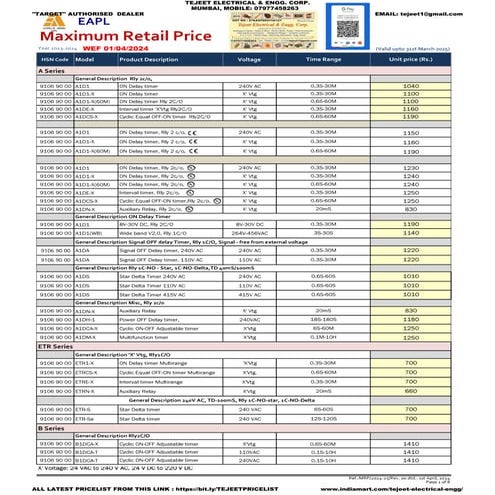 EAPL TIMER & CONTROLLER PRICE LIST wef 01-04-2024.pdf