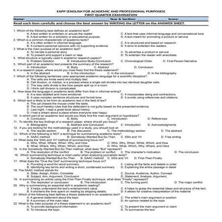 English for Academic and Professional Purposes _Quarter I Exam.docx