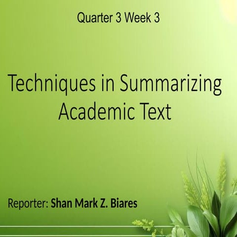 EAPP_Summarizing Techniques_English for Academic and Professional Purposes | PPTX