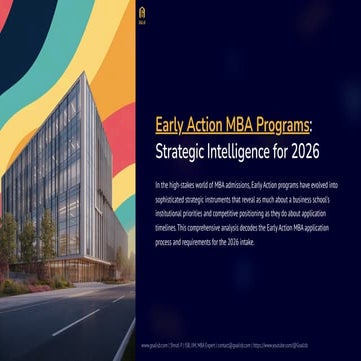 Early Action MBA Programs – Strategic Intelligence for 2026 | PDF