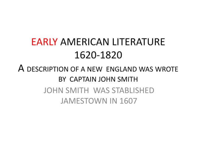 Early American and Colonial Period | PPTX