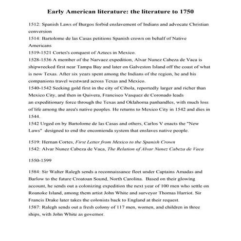 Early american literature | PDF