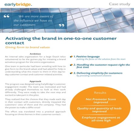 EarlyBridge case kpn hi activating the brand in one to-one contact | PDF