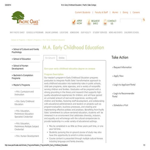 Early childhood education degree masters pacific oaks college | PPT