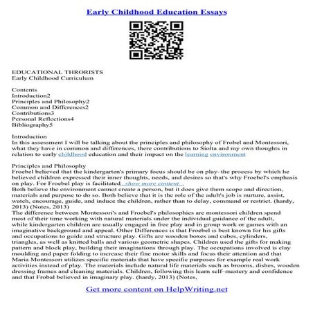 Early Childhood Education Essay | PDF
