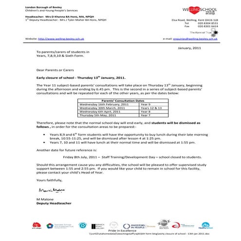 6th form study leave letter | PDF