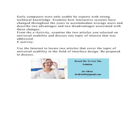 Early computers were only usable by experts with strong technical kn.docx