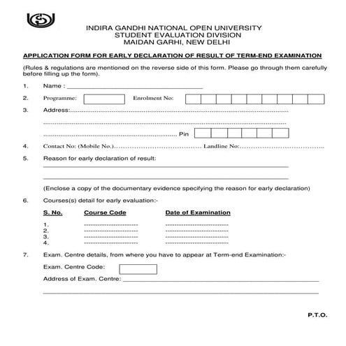 Early declarion of results form | PDF