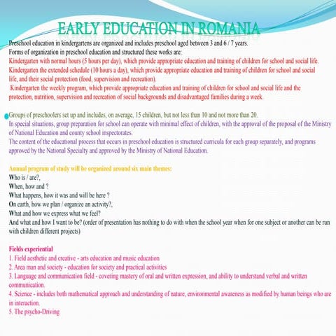 Preschool Education Romania | PPTX