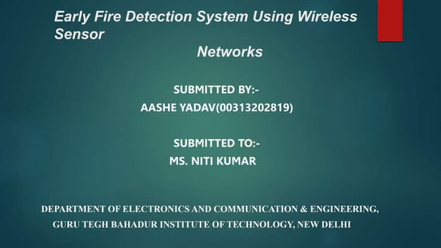 Early Fire Detection System Using Wireless Sensor Ppt Pptx