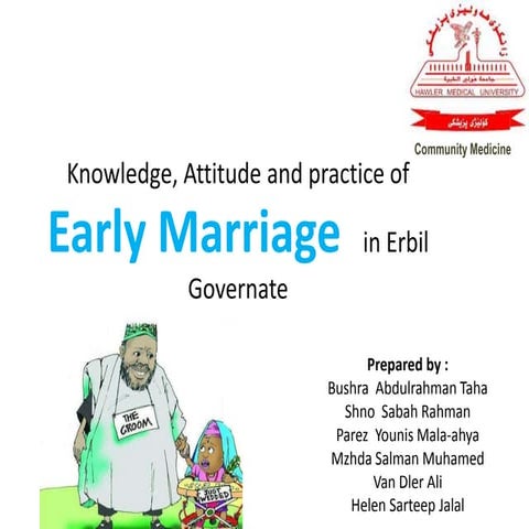 Early marriage (child marriage) Erbil IRAQ (150 Questionnaire) | PPTX