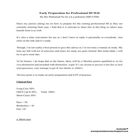 Early preparation for professional iii | PDF