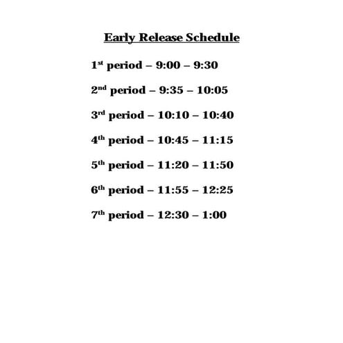 Early Release Schedule | PDF