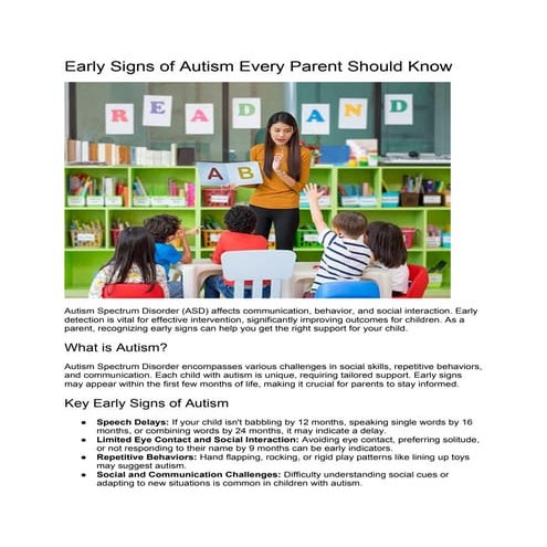 Understanding Autism Early Signs Across Age Groups | PPTX