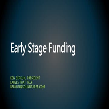 Early stage funding | PPT